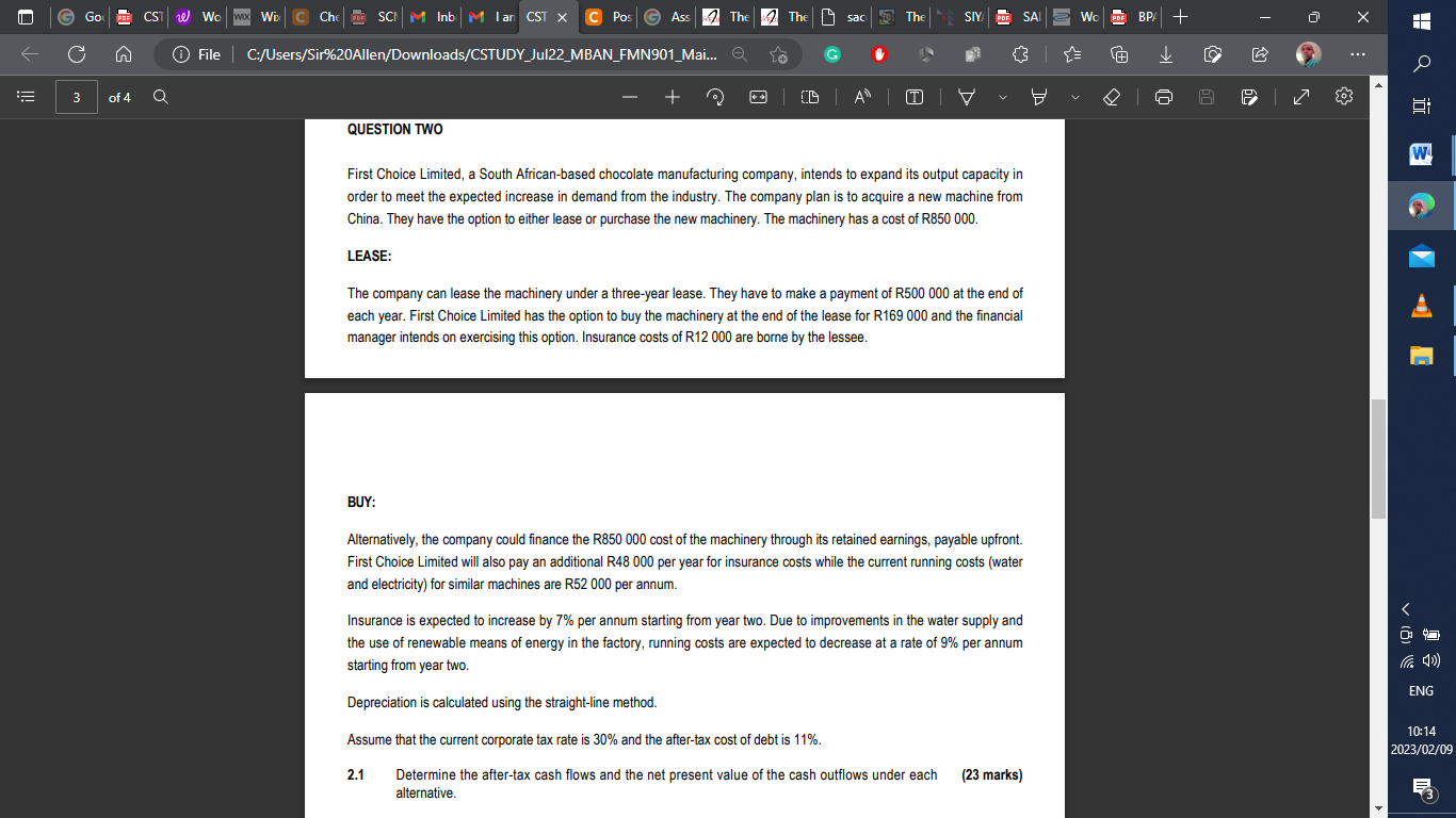 2.2 Briefly indicate which alternative | Chegg.com