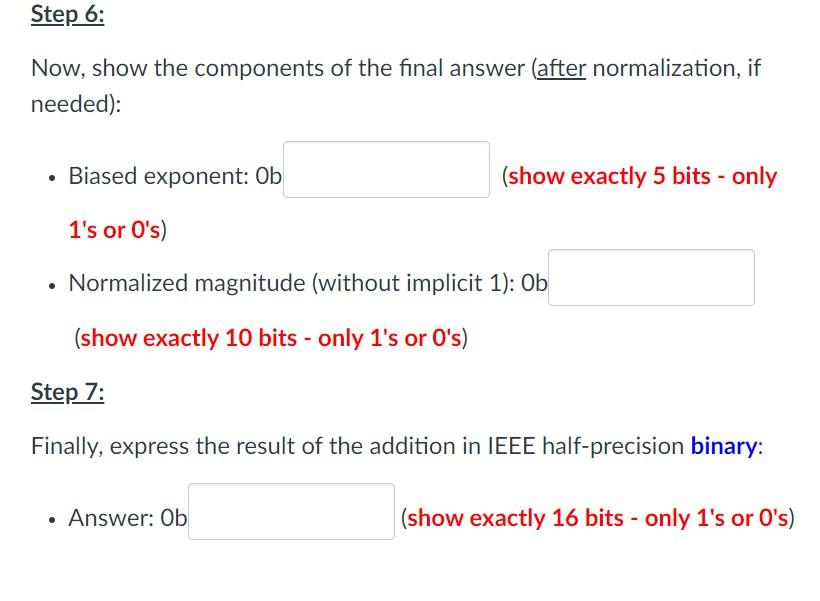 Solved Your task is to add the following half-precision | Chegg.com