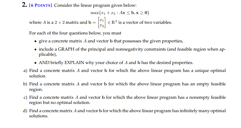 Solved 2. [6 POINTS) Consider the linear program given | Chegg.com