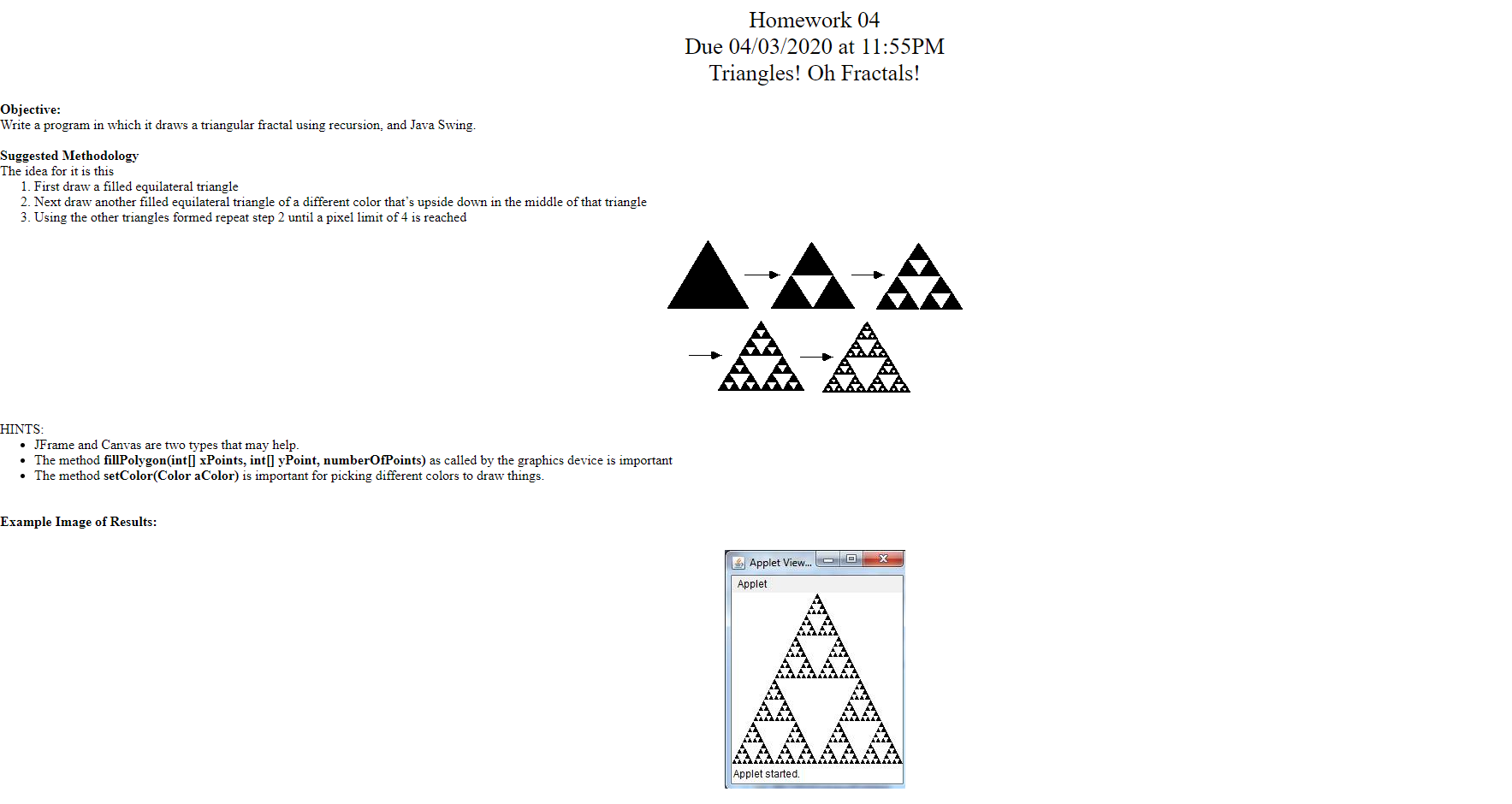 Homework 04 Due 04/03/2020 at 11:55PM Triangles! Oh | Chegg.com