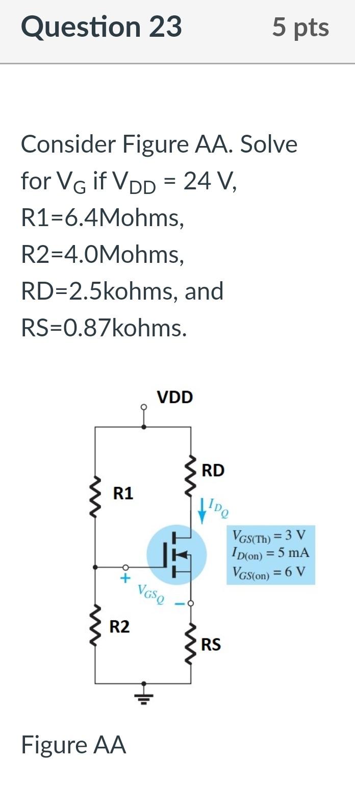 Solved Solve for VGS of an EMOSFET if VG=6.44 V, VGSTH=3 | Chegg.com