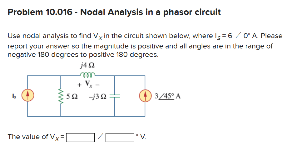 Solved Problem 10.016 - ﻿Nodal Analysis in ﻿a phasor | Chegg.com