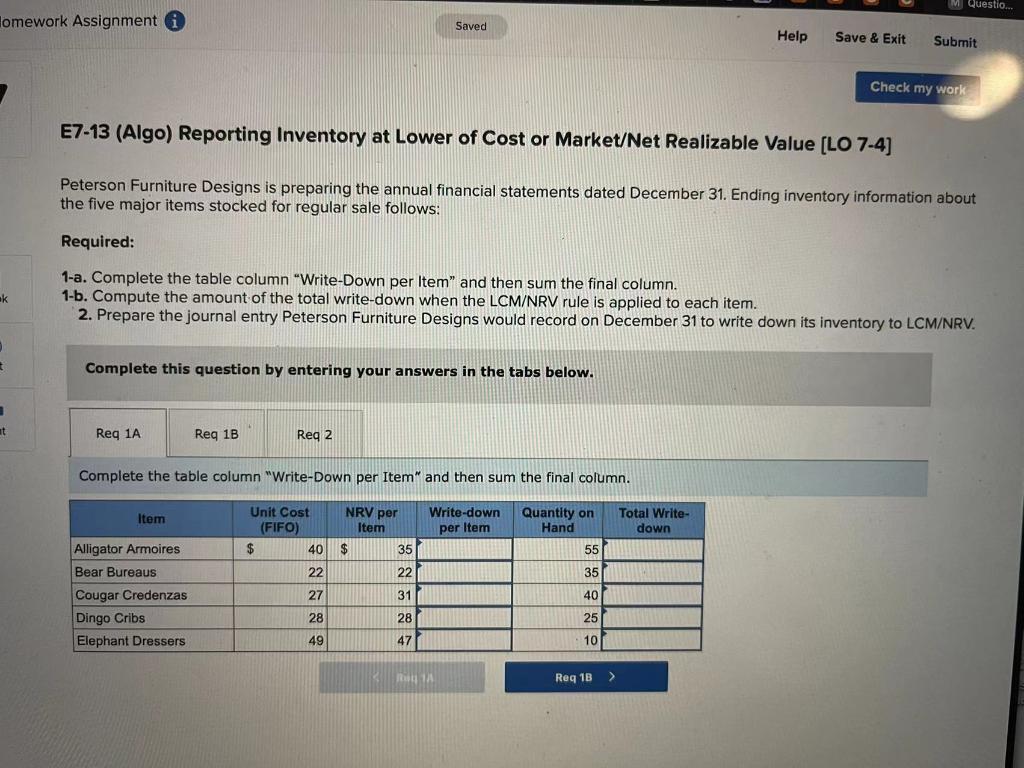 Solved Questio... omework Assignment i Saved Help Save & | Chegg.com