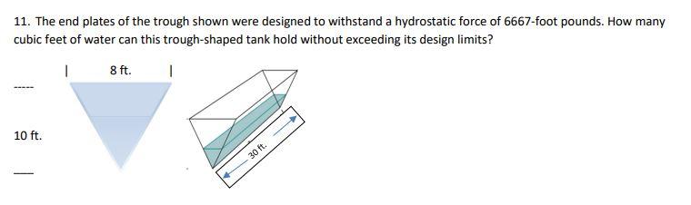 Solved 11. The end plates of the trough shown were designed | Chegg.com