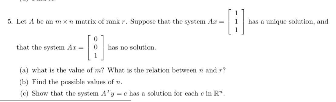 Solved 1 5. Let A be an m x n matrix of rank r. Suppose that | Chegg.com