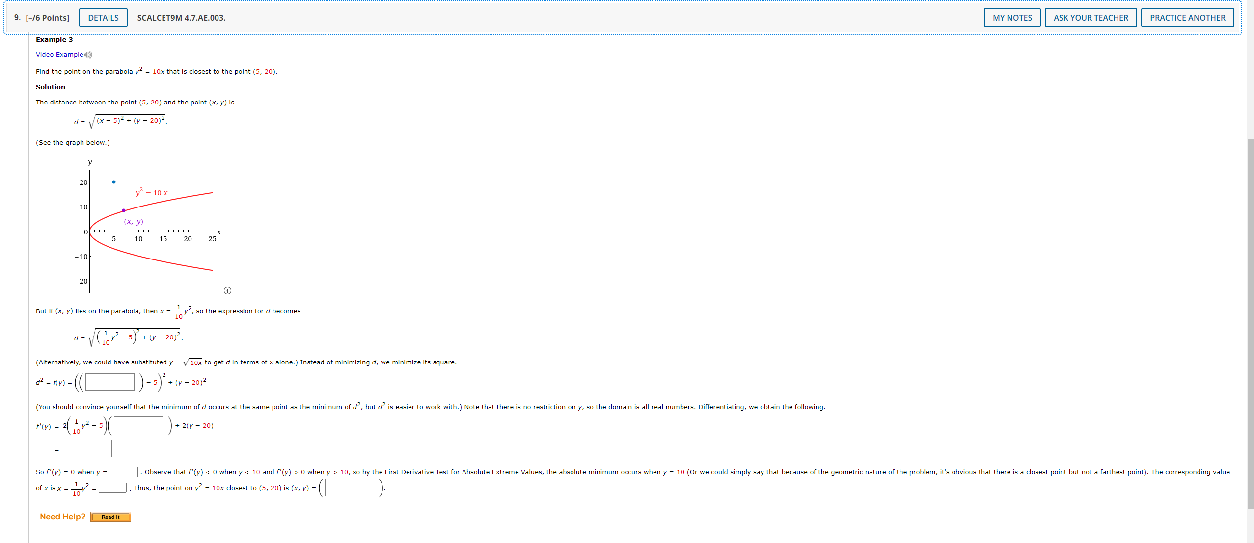 Solved Video Example(())) Find the point on the parabola | Chegg.com