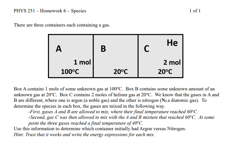 Solved There are three containers each containing a gas. Box | Chegg.com