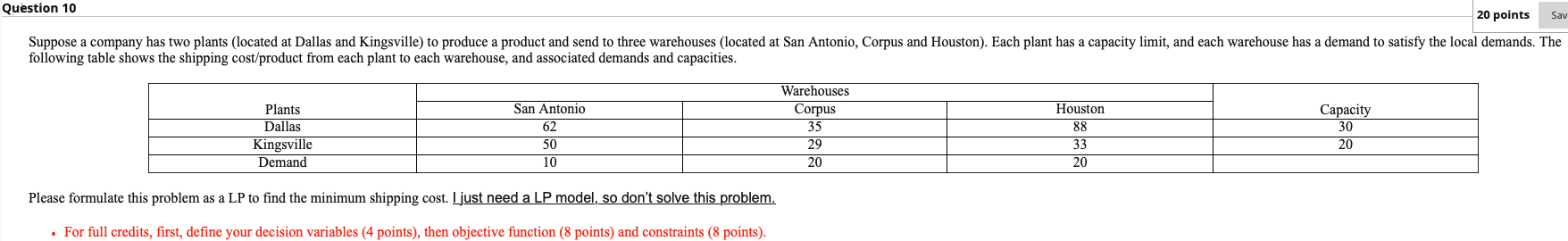 Please formulate this problem as a LP to find the | Chegg.com