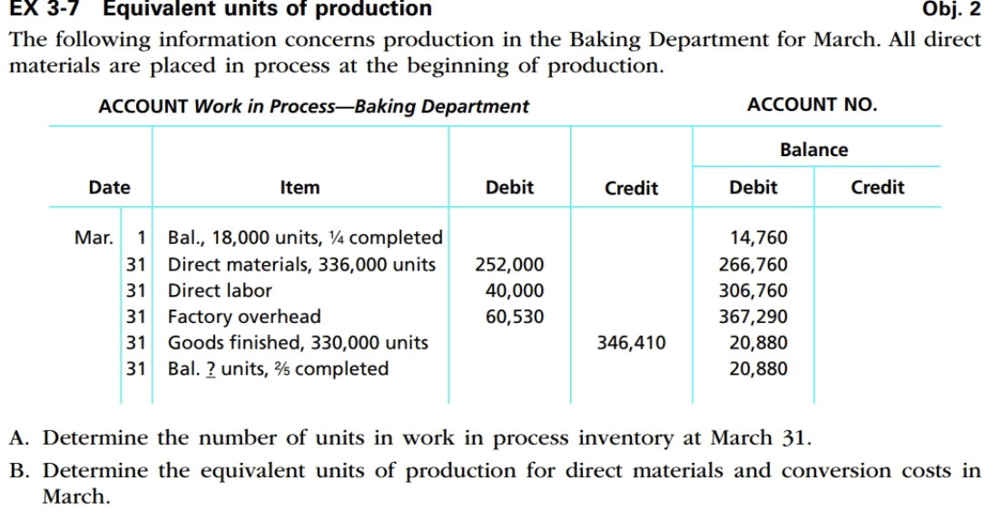 Solved EX 3-7 Equivalent units of production Obj. 2 The | Chegg.com