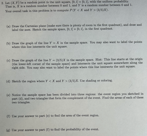 Solved Let (x,Y) ﻿be a random point in the unit square, | Chegg.com