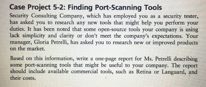 Solved Case Project 5-2: Finding Port-Scanning Tools | Chegg.com