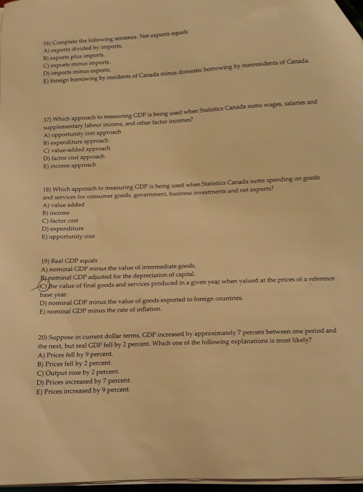 Solved t6) Complete the following sentence. Net exports | Chegg.com