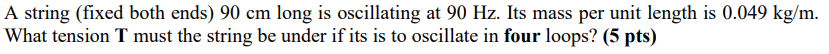 Solved A string (fixed both ends) 90 cm long is oscillating | Chegg.com