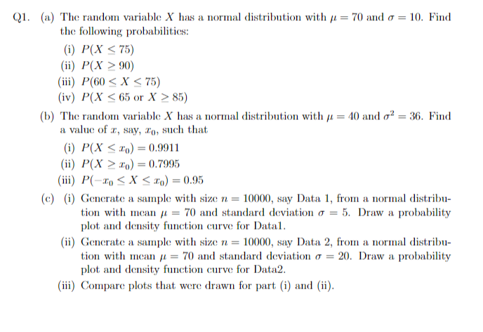 Solved (a) The random variable X has a normal distribution | Chegg.com