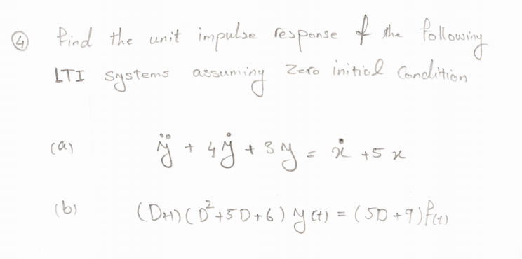 Solved 4 zero initial condition ② find the unit impulse | Chegg.com