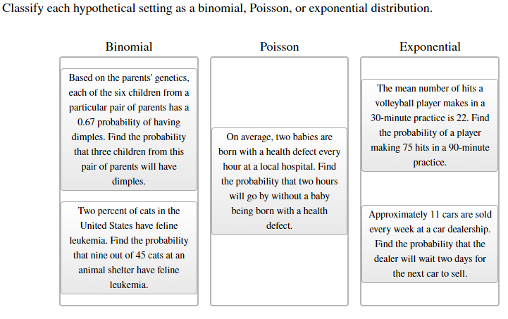 Solved Classify each hypothetical setting as a binomial, | Chegg.com
