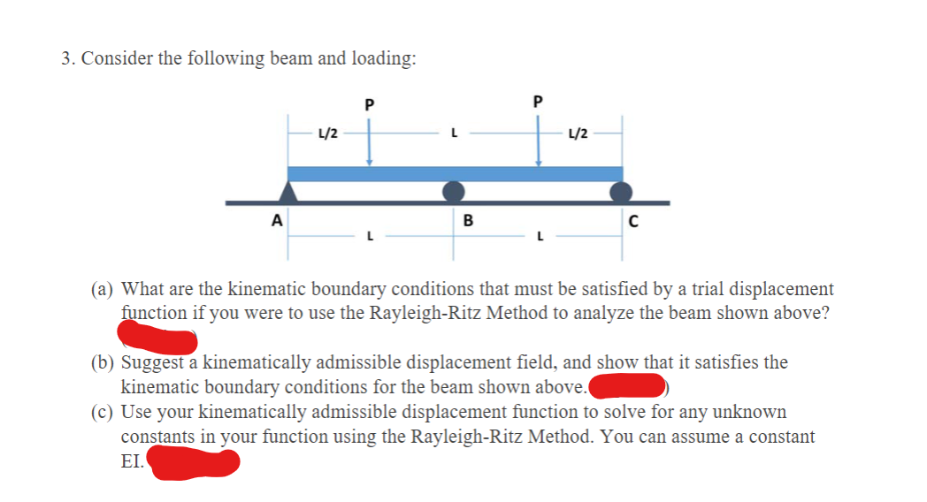 3. Consider the following beam and loading: P P L/2 L | Chegg.com