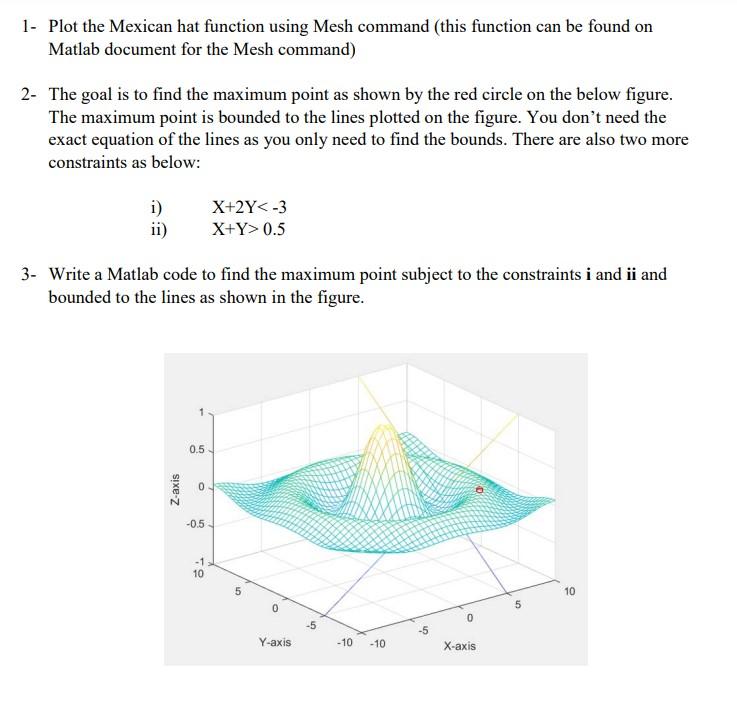 Solved 1- Plot the Mexican hat function using Mesh command | Chegg.com