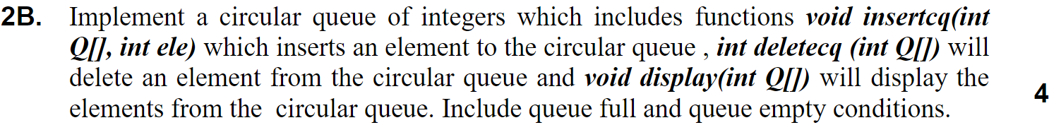 Solved Implement a circular queue of integers which includes | Chegg.com