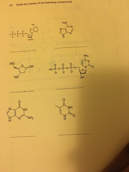 Solved 17. Write the names of the following compounds. NH2 | Chegg.com