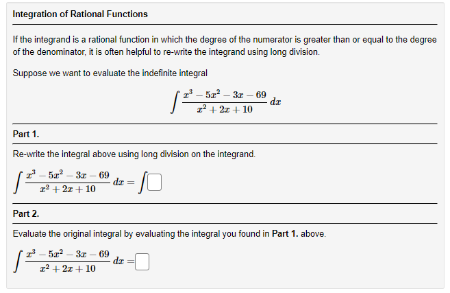 Solved Integration of Rational Functions If the integrand is | Chegg.com