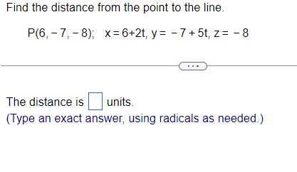 Solved Find the distance from the point to the | Chegg.com