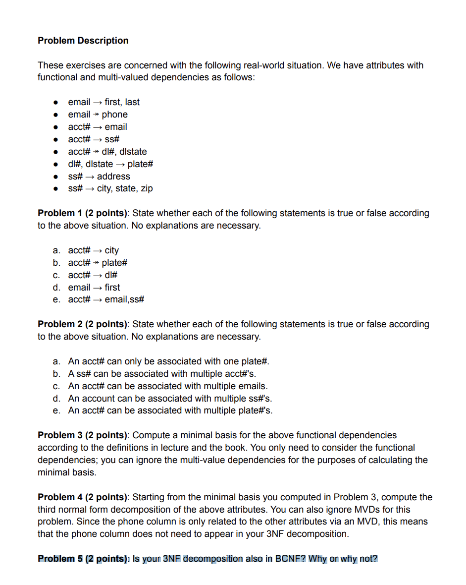 Solved Problem Description These exercises are concerned | Chegg.com