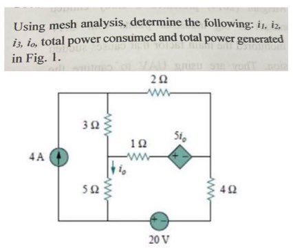 Solved Using mesh analysis, determine the following: | Chegg.com