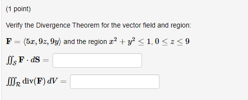 Solved Verify the Divergence Theorem for the vector field | Chegg.com