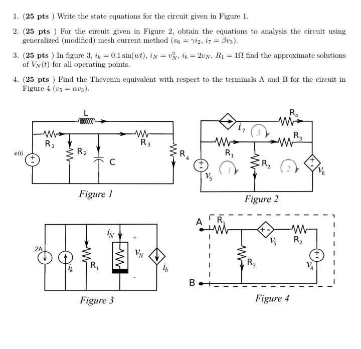 Solved 1. (25 pts) Write the state equations for the circuit | Chegg.com