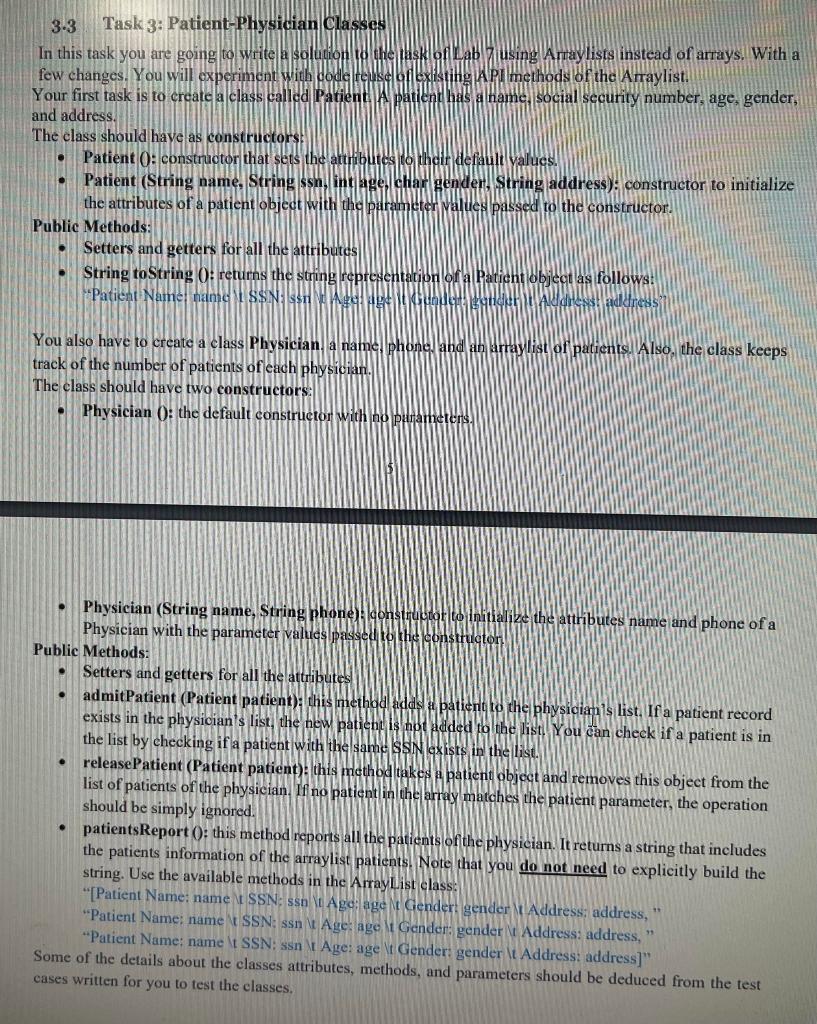 Solved 3.3 Task 3: PatientrPhysidian Classes In this task | Chegg.com