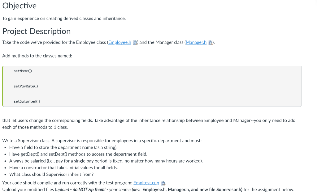 Solved //employee.h /* * File: employee.h * Employee class | Chegg.com