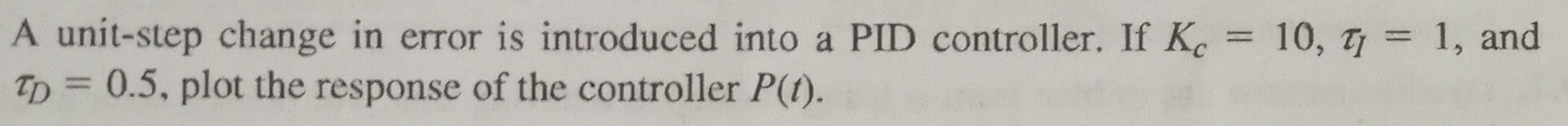 A unit-step change in error is introduced into a PID | Chegg.com