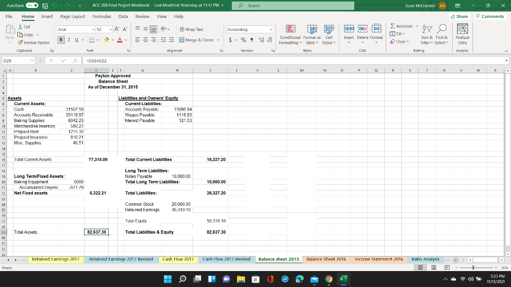 Solved AutoSave On ACC 308 Final Project Workbook Last | Chegg.com