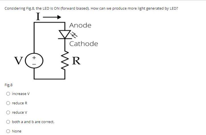Solved Considering Fig.8, the LED is ON (forward biased). | Chegg.com