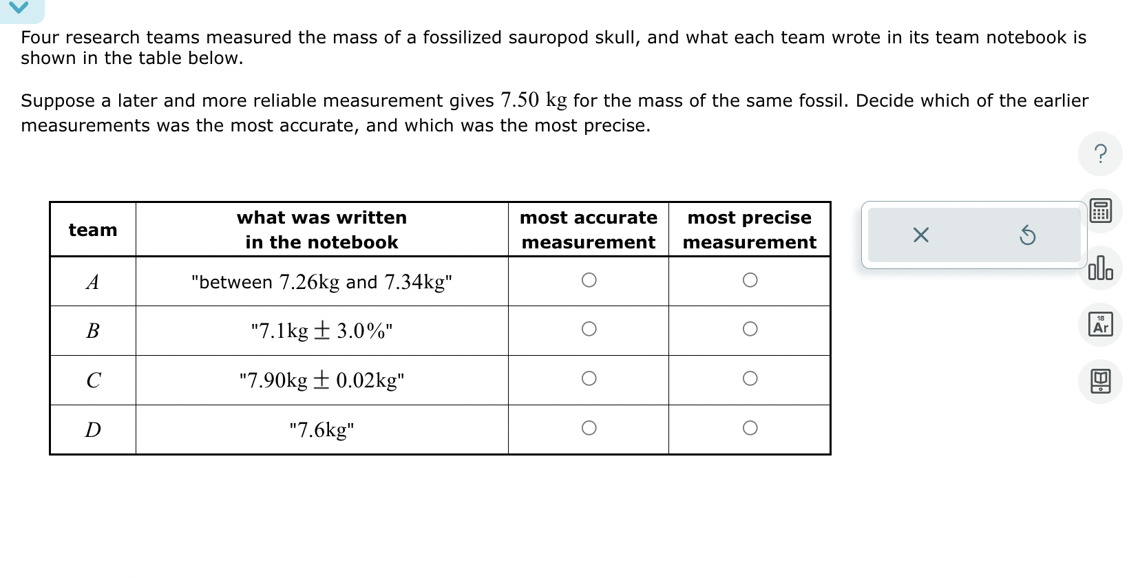 Four research teams measured the mass of a fossilized | Chegg.com