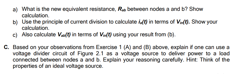 Solved Voltage and Current Dividers A. Given the following | Chegg.com