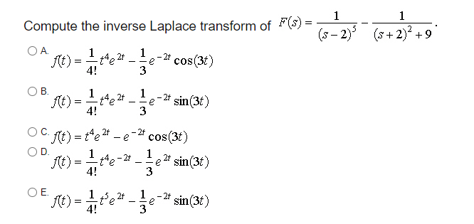 Solved Compute the inverse Laplace transform of | Chegg.com