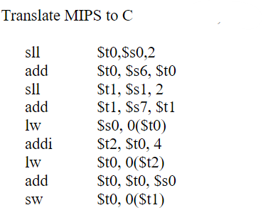Solved Translate MIPS to C | Chegg.com
