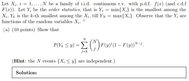 Solved Let Xi , i = 1, . . . , N be a family of i.i.d. | Chegg.com