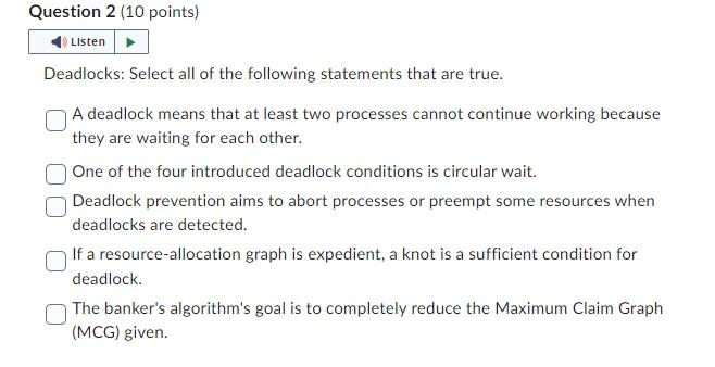 Solved Concurrent Processes / Monitors: Select all of the | Chegg.com