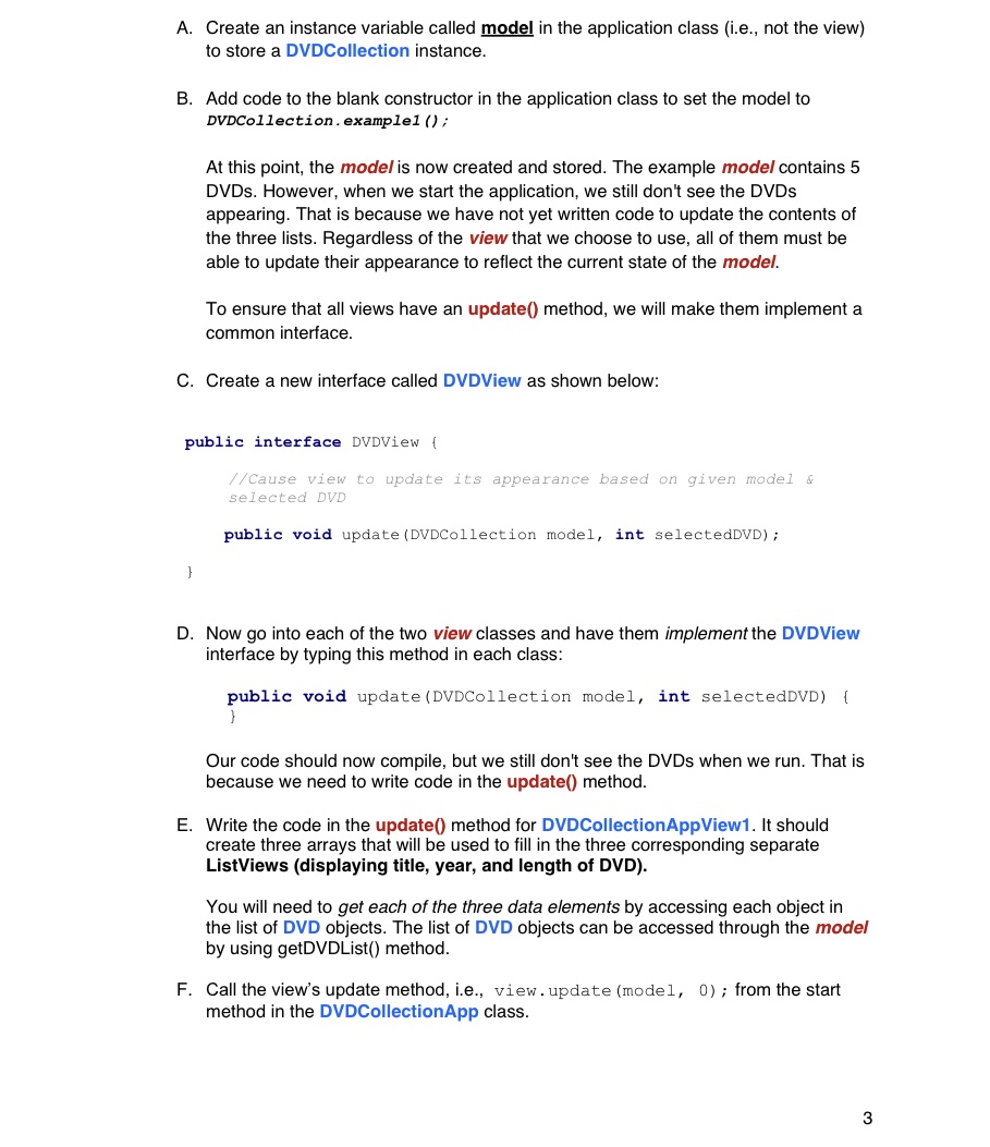 Solved \r\nA. Create an instance variable called model in | Chegg.com