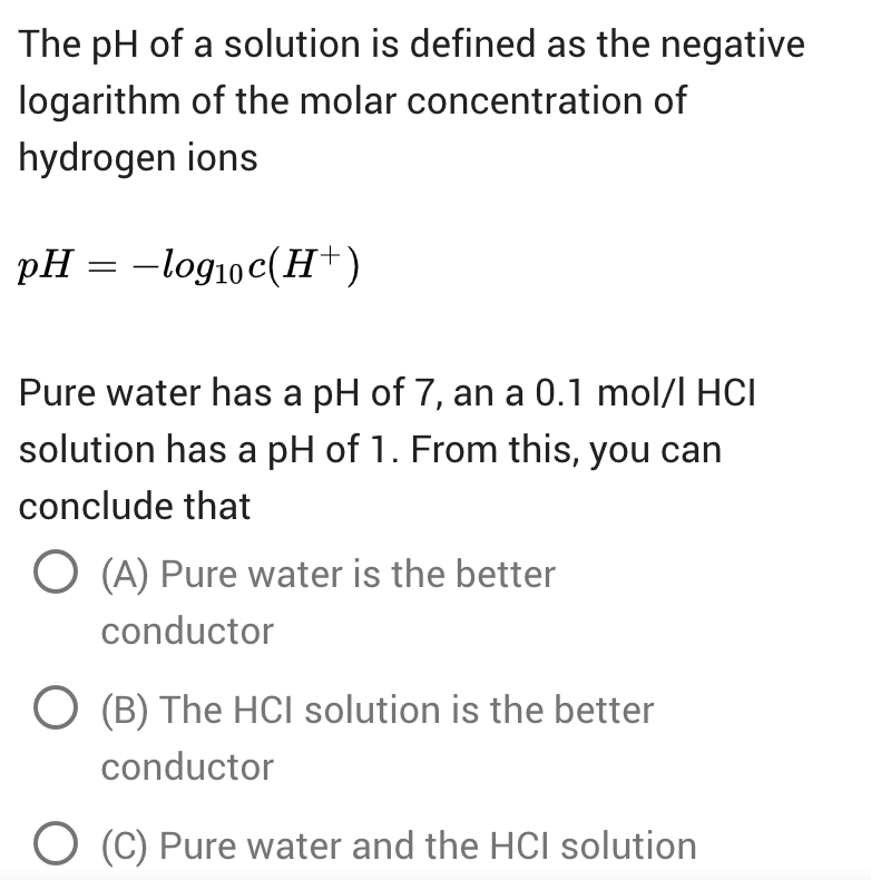 Solved The pH of a solution is defined as the negative | Chegg.com