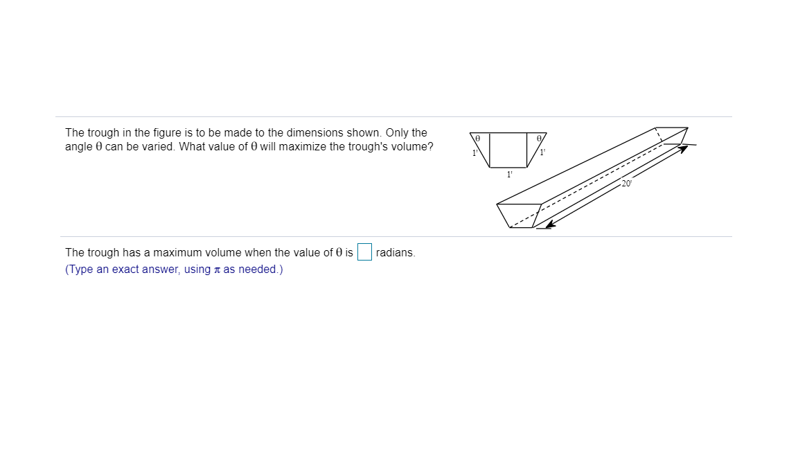 Solved The trough in the figure is to be made to the | Chegg.com