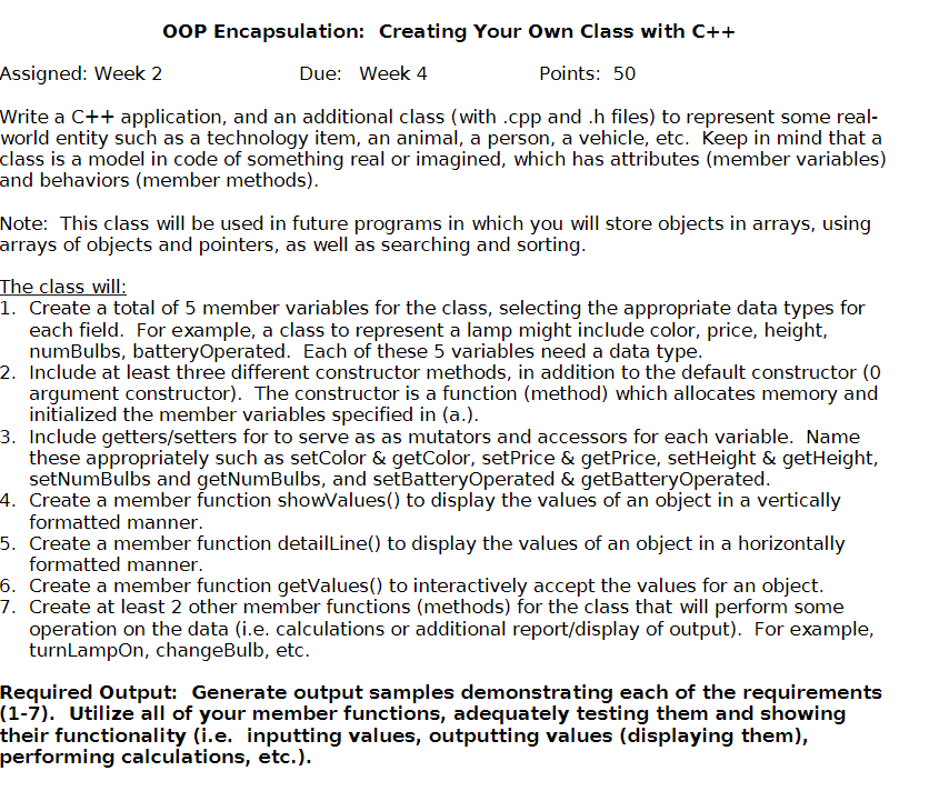 Solved Oop Encapsulation Creating Your Own Class With C