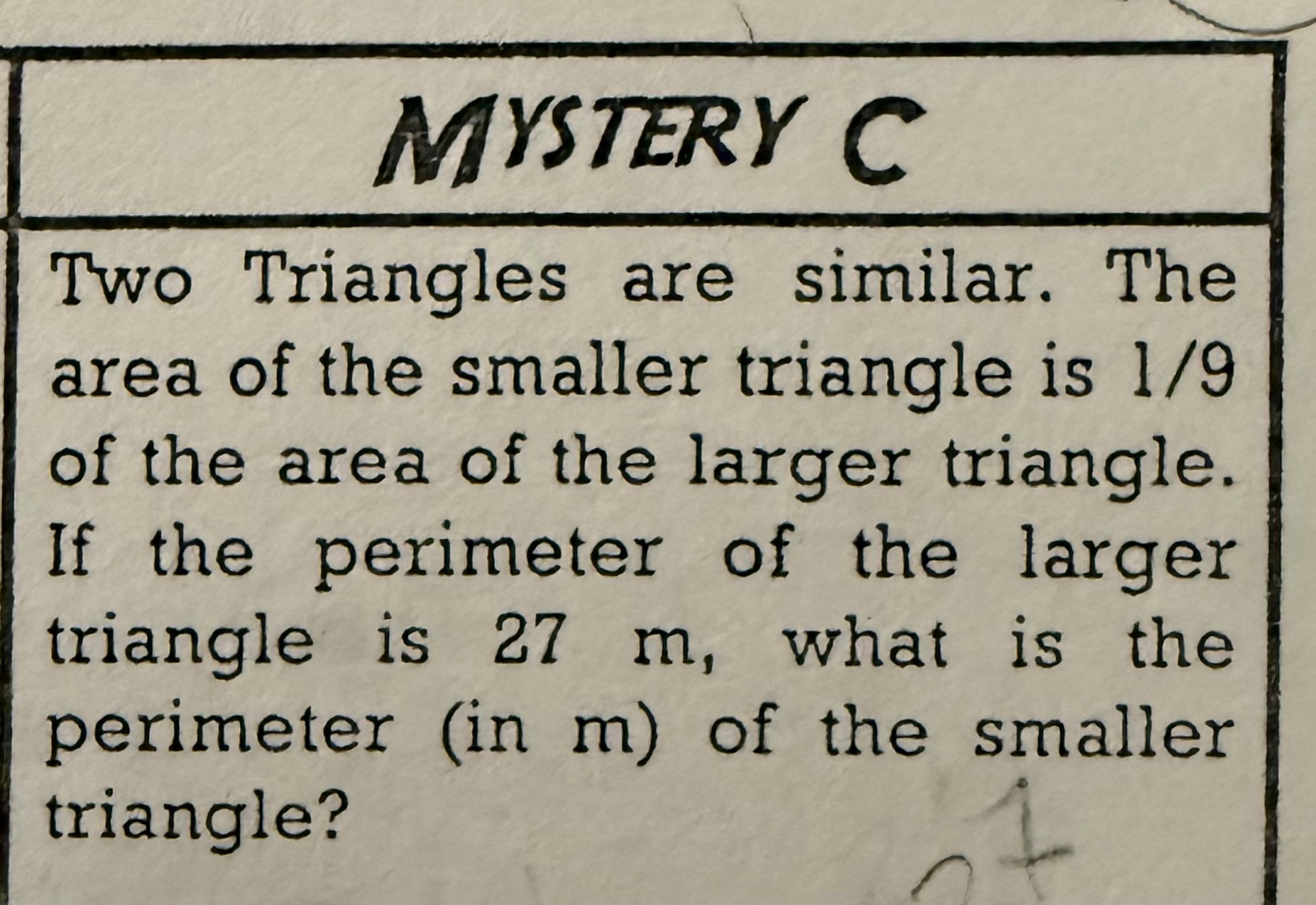 Solved Two Triangles are similar. The area of the smaller | Chegg.com