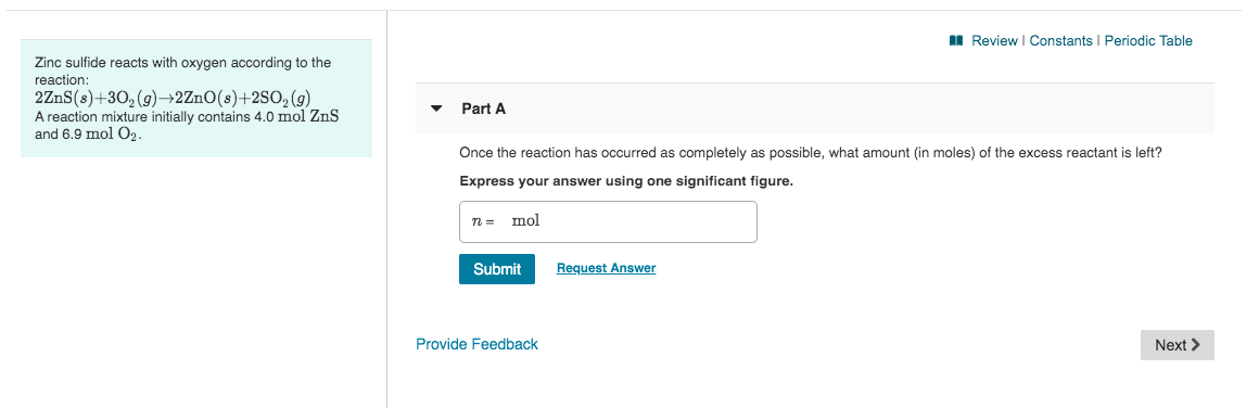 Solved A Review | Constants Periodic Table Zinc sulfide | Chegg.com