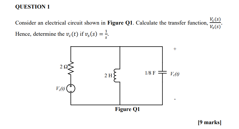 Solved QUESTION 1 Vcs) Consider an electrical circuit shown | Chegg.com
