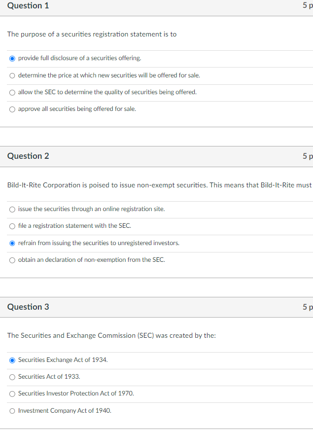 Solved The purpose of a securities registration statement is | Chegg.com