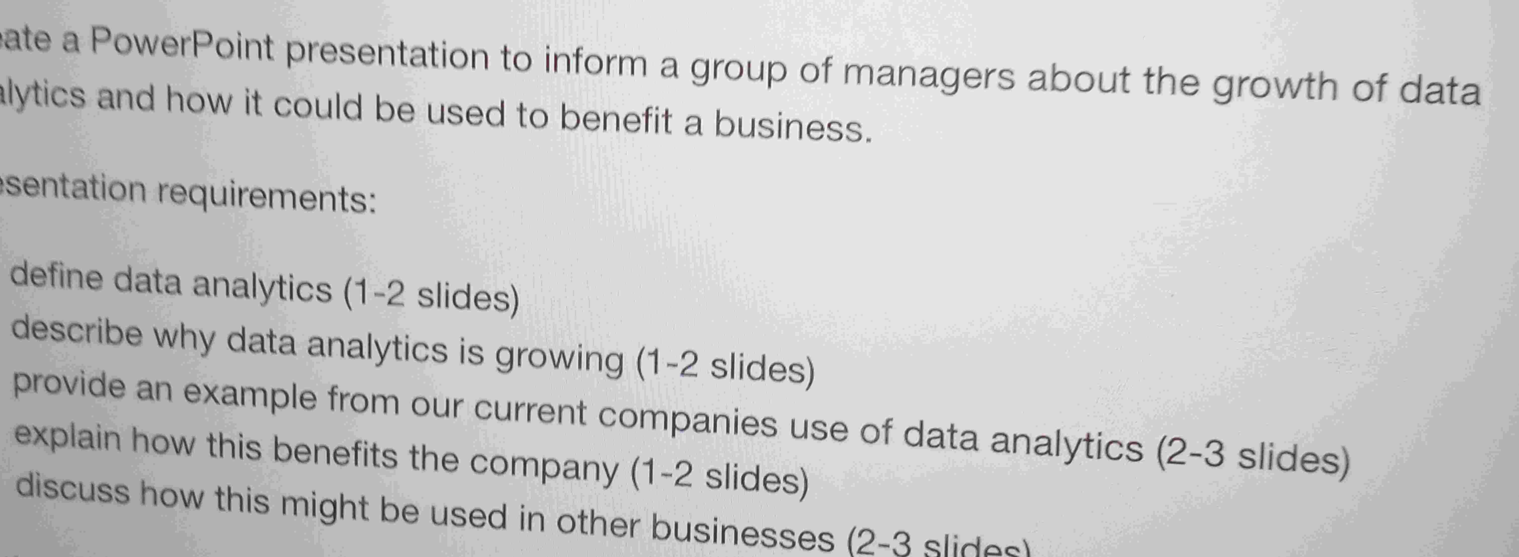 Solved ate a PowerPoint presentation to inform a group of | Chegg.com